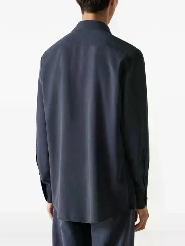 Zegna Buttoned Silk Shirt - Blue