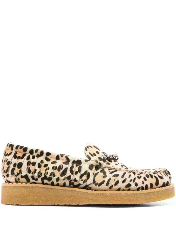 FORTE_FORTE Crystal-embellished Leopard Print Calf Hair Loafers