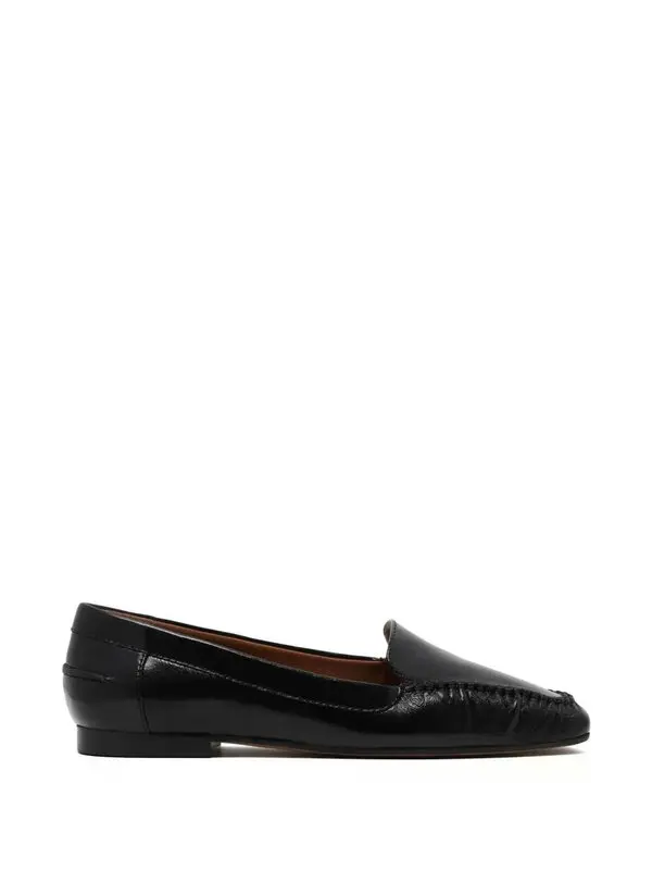 POLLINI Scallop-trim Leather Loafers - Black