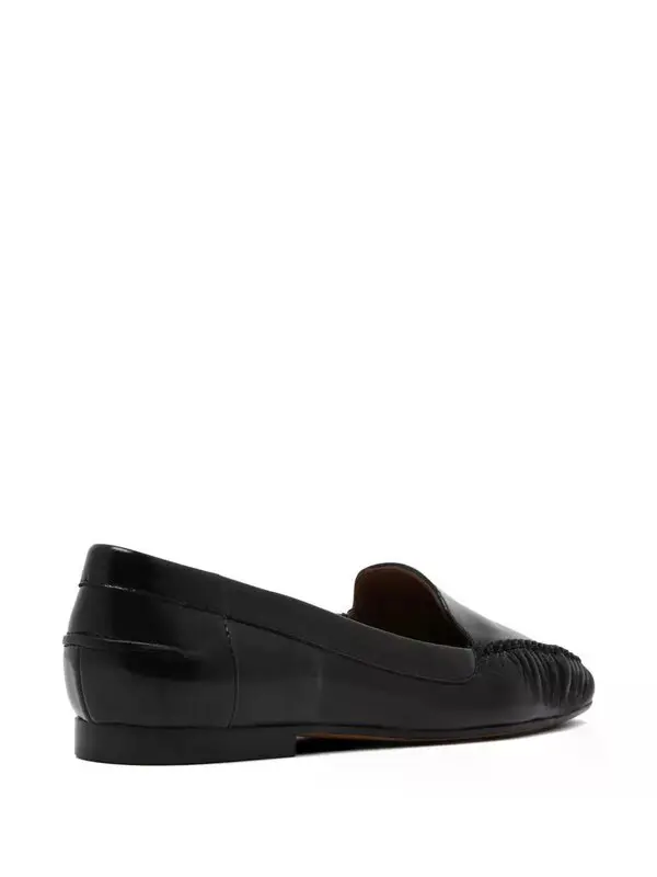 POLLINI Scallop-trim Leather Loafers - Black