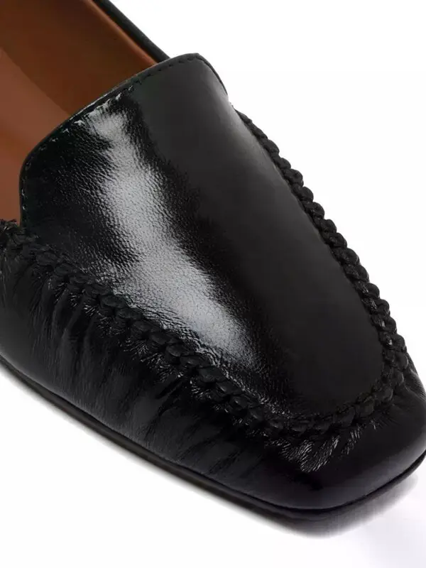 POLLINI Scallop-trim Leather Loafers - Black
