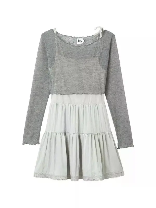 B+AB Lace-trim Mini Dress - Grey