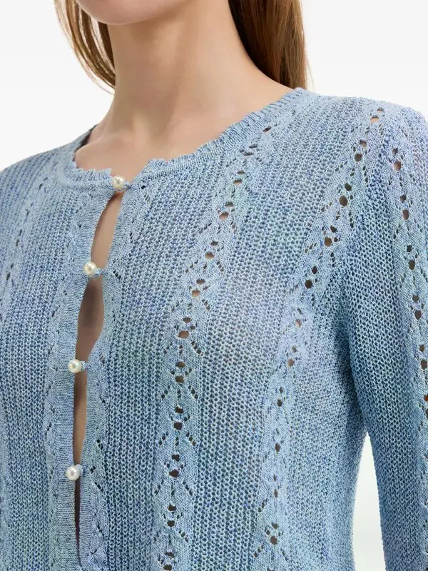 B+AB Pearl Button Open Knit Cardigan