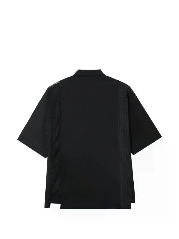 FIVE CM Check-panel Short-sleeve Shirt - Black