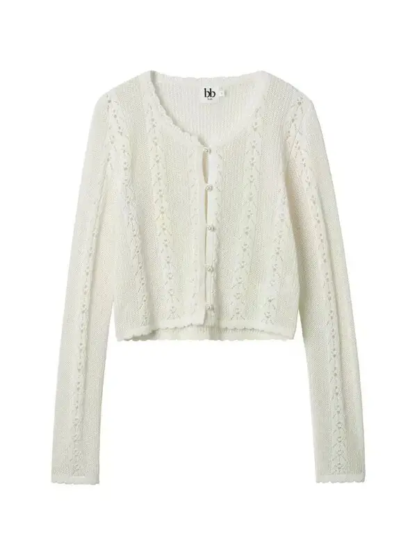 B+AB Openwork Long-sleeve Cardigan - Neutrals