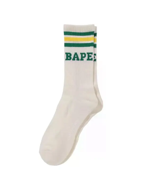 A BATHING APE Striped Socks - Neutrals