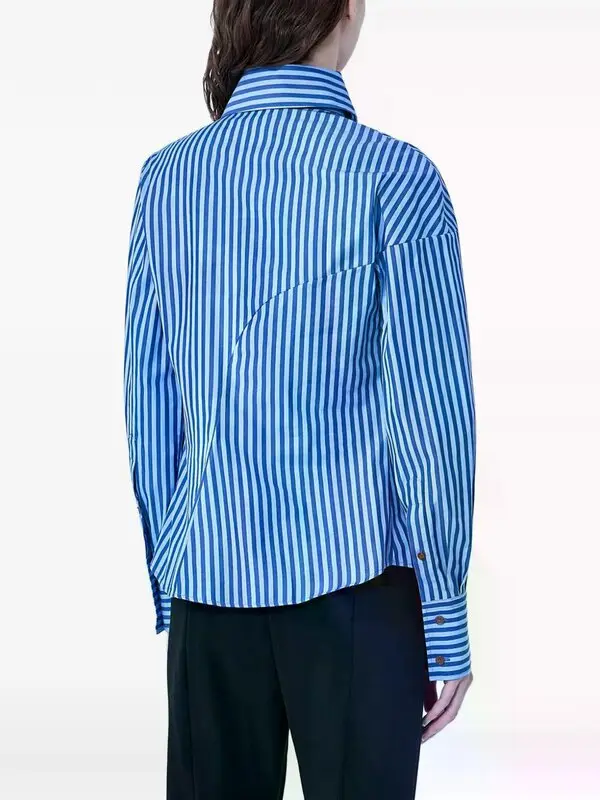 VIVIENNE WESTWOOD Bella Asymmetrical-fastening Striped Shirt - Blue