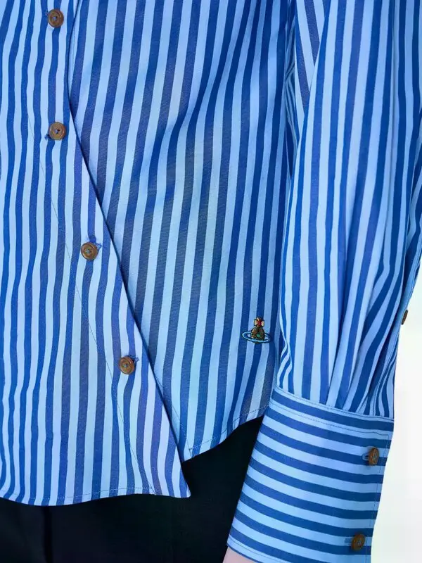 VIVIENNE WESTWOOD Bella Asymmetrical-fastening Striped Shirt - Blue