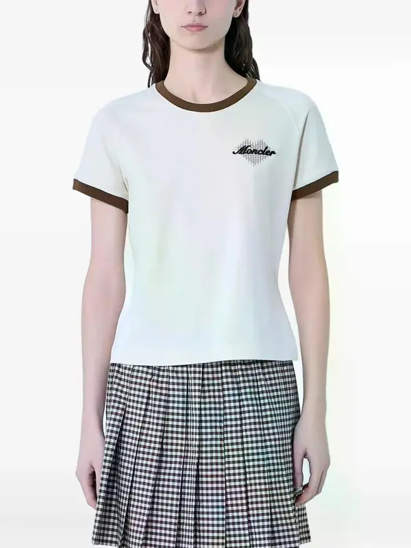 Moncler Embroidered Heart-motif T-shirt - Neutrals