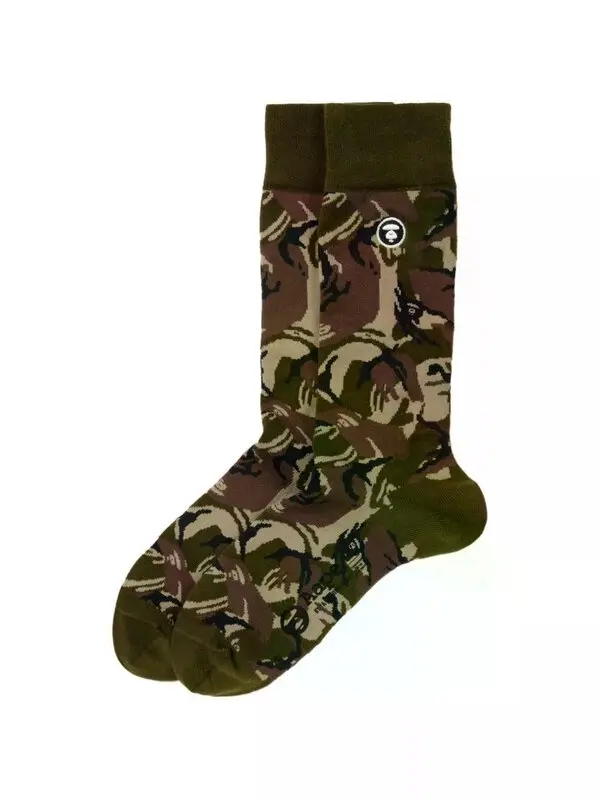 AAPE BY *A BATHING APE Camouflage Logo Socks - Green