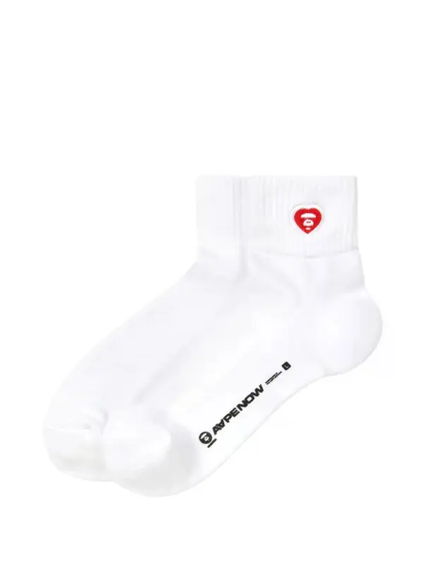 AAPE BY *A BATHING APE Heart Graphic Socks - White