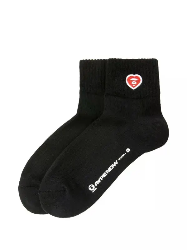 AAPE BY *A BATHING APE Heart Embroidered Socks - Black