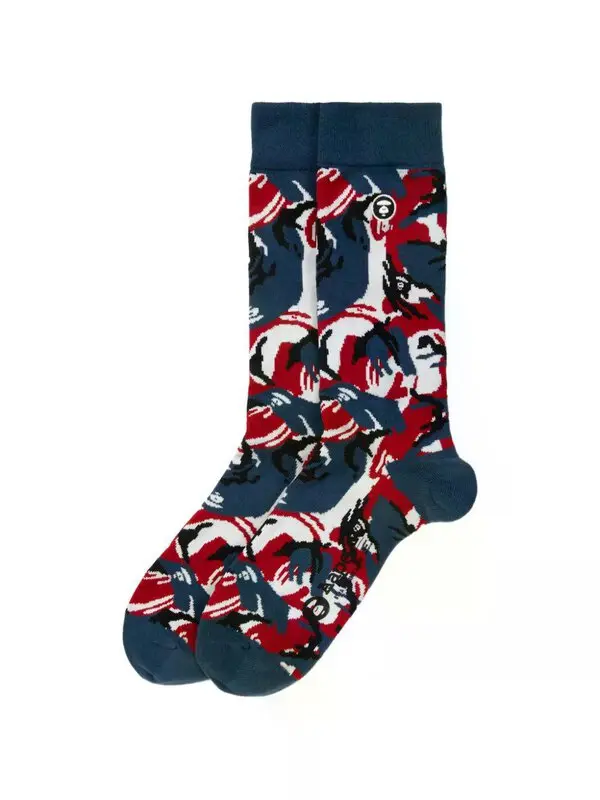 AAPE BY *A BATHING APE Camouflage Logo Socks - Blue