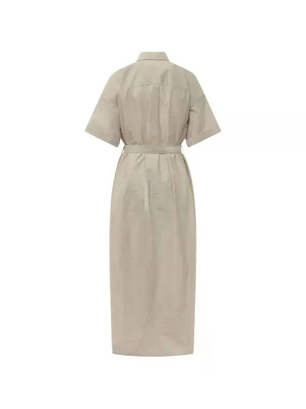 Brunello Cucinelli Sequin Belted Shirt Dress - Neutrals