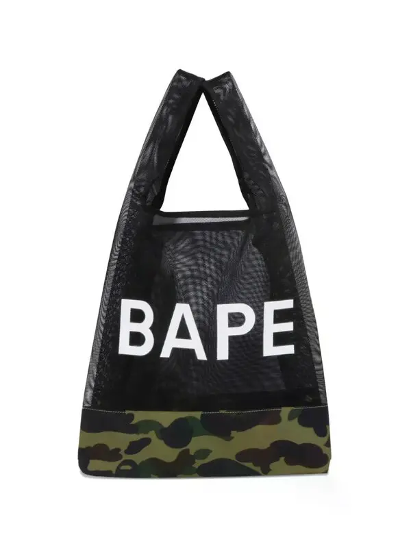 A BATHING APE Camouflage-print Mesh-paneled Tote Bag - Black
