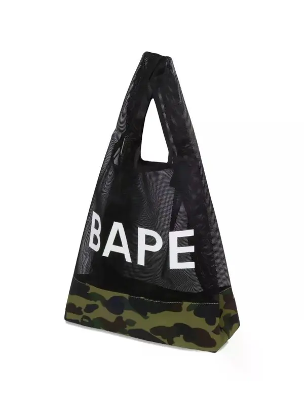A BATHING APE Camouflage-print Mesh-paneled Tote Bag - Black