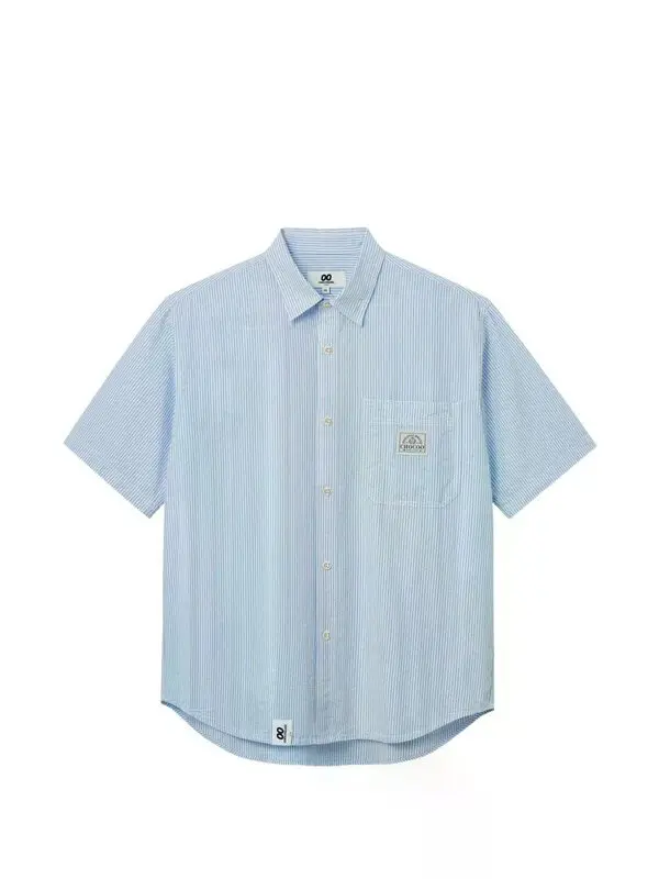 CHOCOOLATE Striped Patch-pocket Shirt - Blue