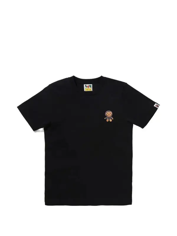 A BATHING APE Monkey-embroidered T-shirt - Black