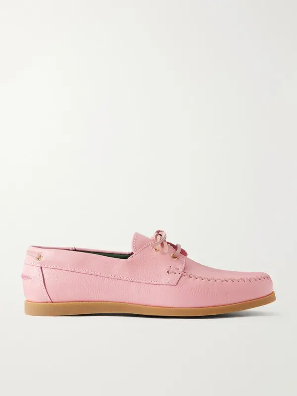 VINNY'S Boatman Full-grain Leather Boat Shoes - Pink