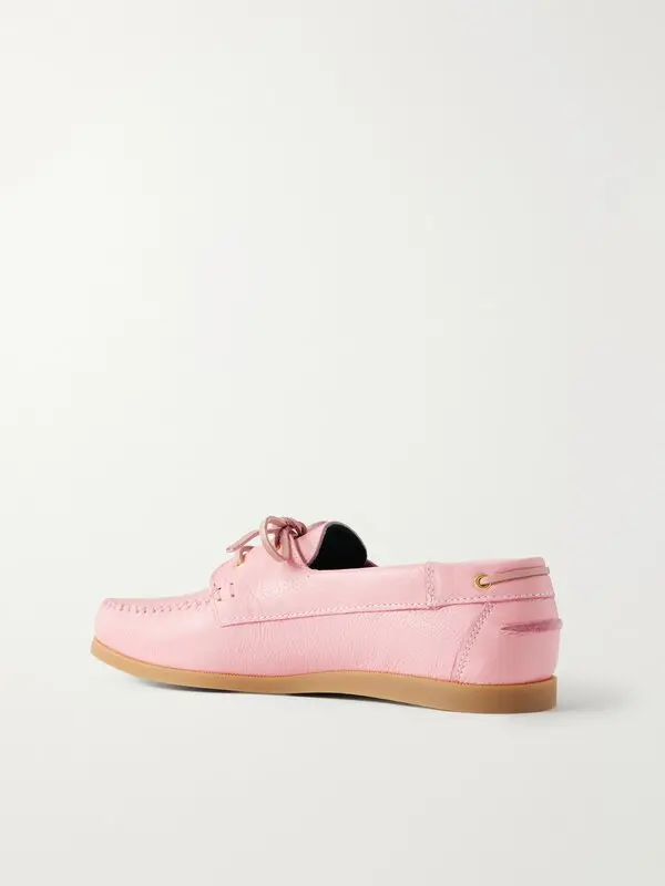 VINNY'S Boatman Full-grain Leather Boat Shoes - Pink
