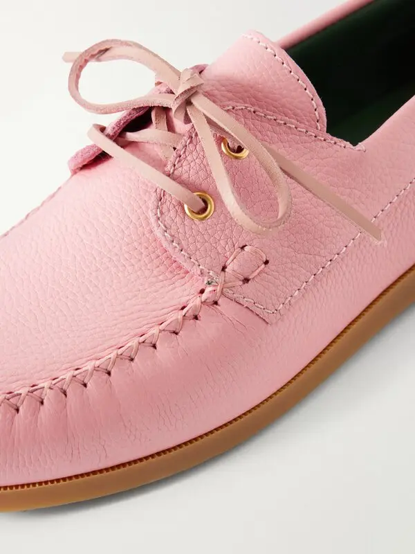 VINNY'S Boatman Full-grain Leather Boat Shoes - Pink
