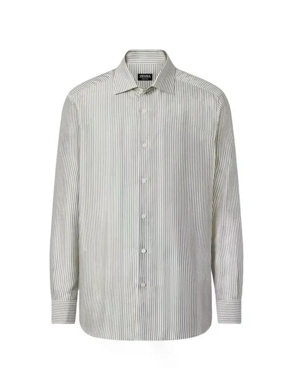 Zegna Striped Silk Shirt - White