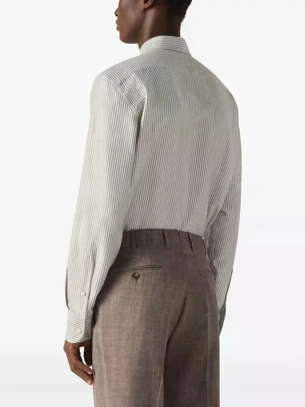 Zegna Striped Silk Shirt - White