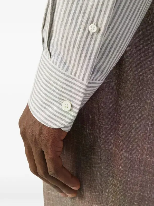 Zegna Striped Silk Shirt - White