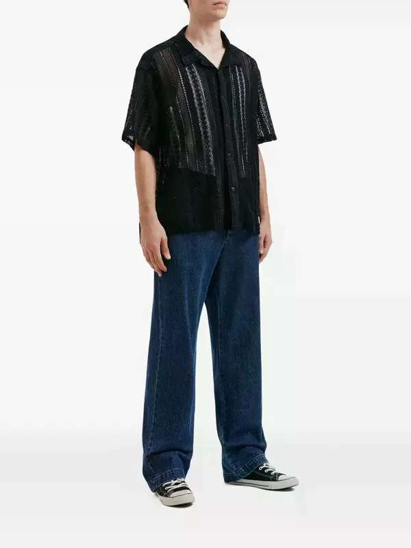 AFTERMATHS Buttoned Openwork Shirt - Black