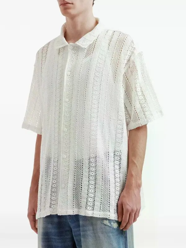 AFTERMATHS Crochet Short-sleeve Shirt - White