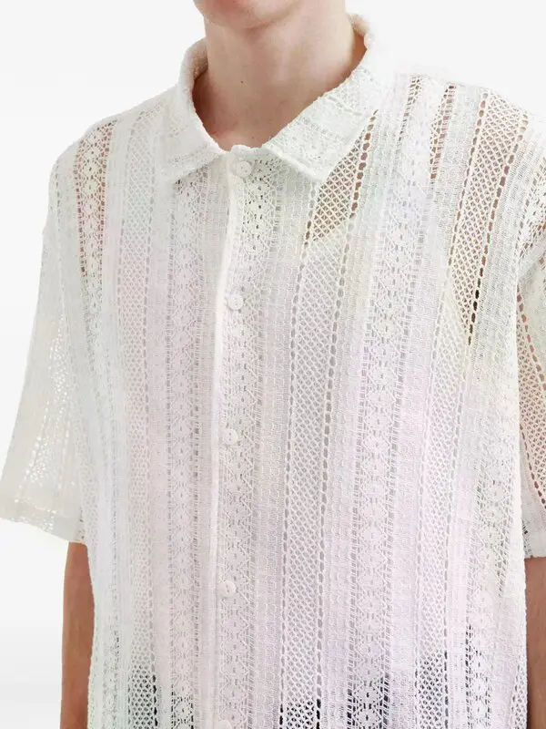 AFTERMATHS Crochet Short-sleeve Shirt - White