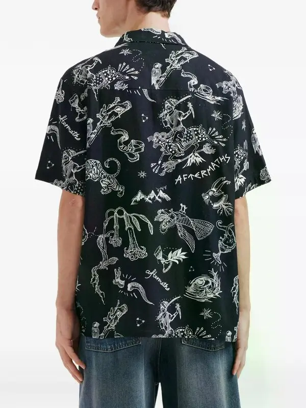 AFTERMATHS Patterned Short-sleeve Shirt - Black