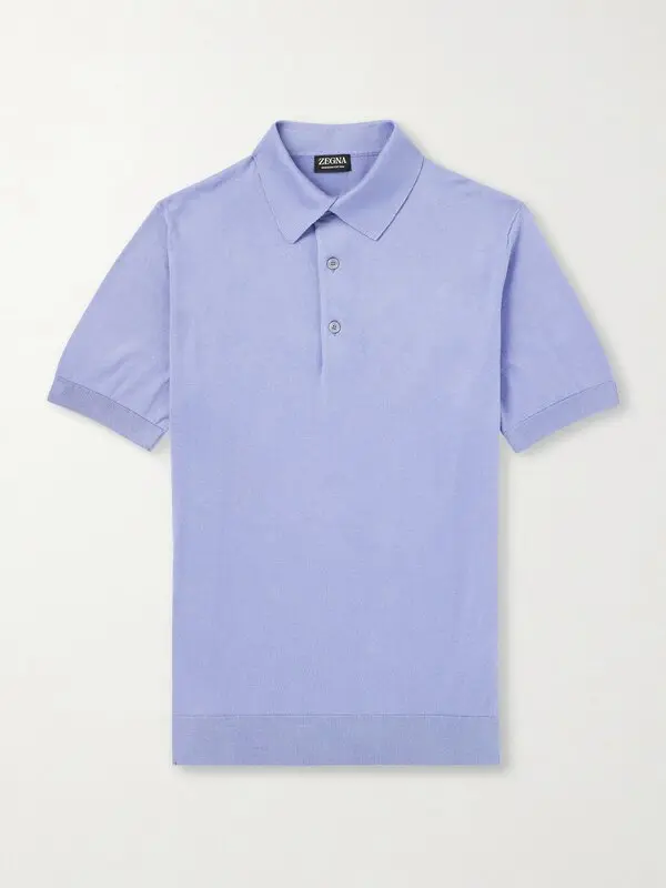 Zegna Slim-fit Cotton Polo Shirt - Blue