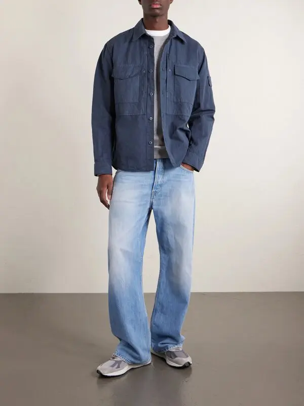 Stone Island Ghost Garment-dyed Cotton And Linen-canvas Overshirt