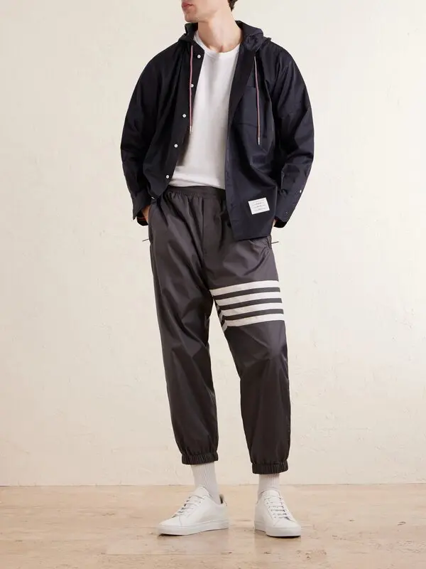 Thom Browne Tapered Striped Ripstop Sweatpants - Gray