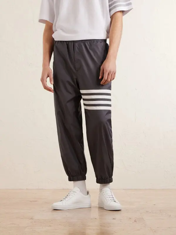 Thom Browne Tapered Striped Ripstop Sweatpants - Gray