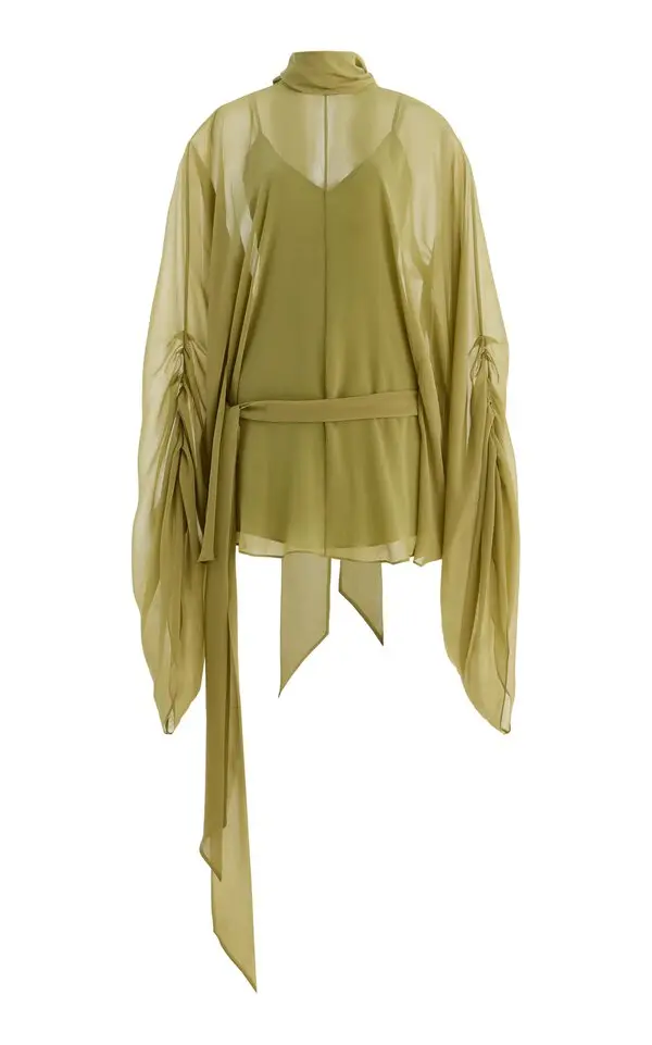 DE LA VALI Nila Chiffon Mini Dress - Green
