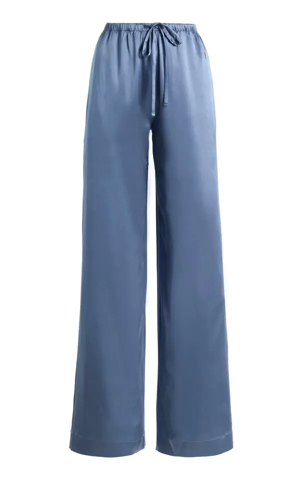 Eterne Brody Silk Satin Pants - Blue