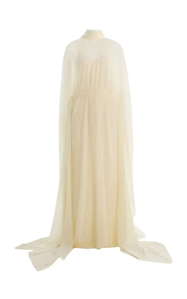 DE LA VALI Nila Chiffon Maxi Dress - Ivory