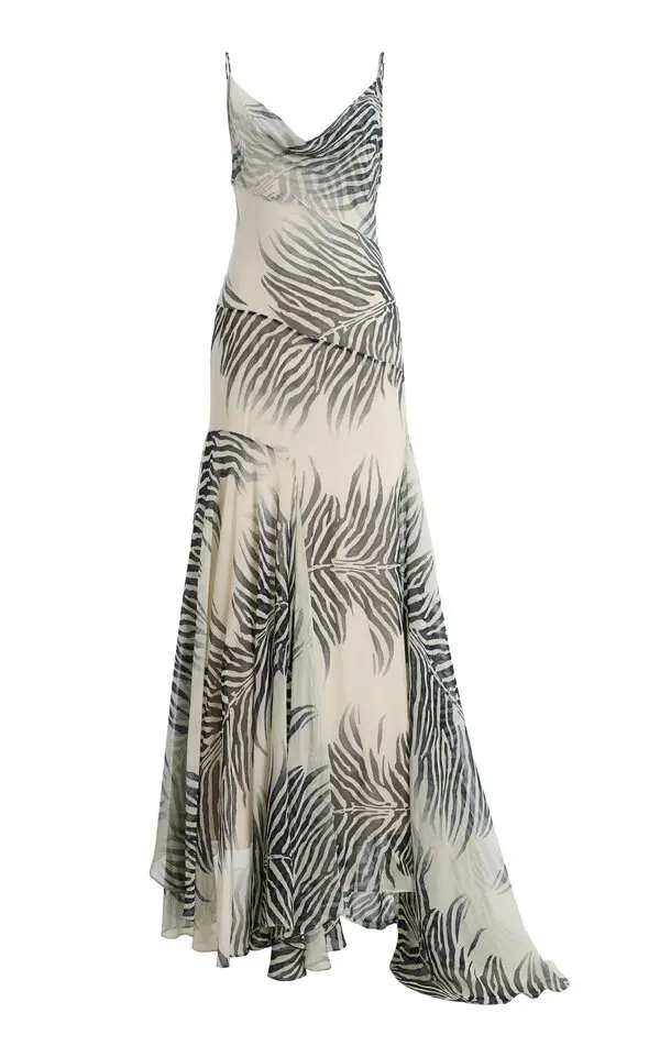 DE LA VALI Attica Zebra Chiffon Maxi Dress - Multi