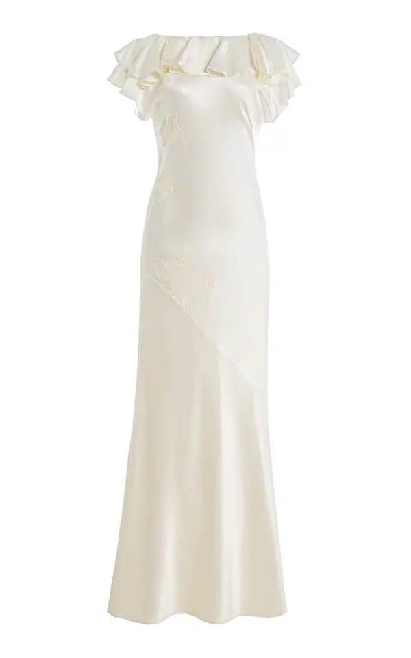DE LA VALI Amancia Ruffled Maxi Dress - Ivory