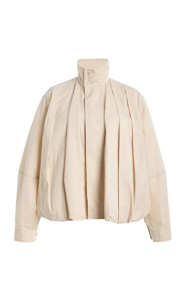 LEMAIRE Pleated Cotton Satin Blouson Jacket - Ivory