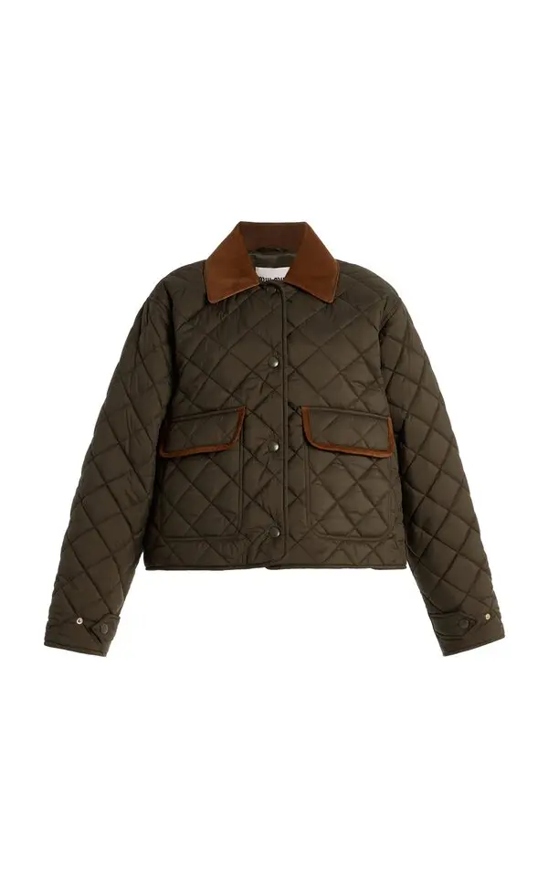 Miu Miu Quilted Snap-front Jacket - Green