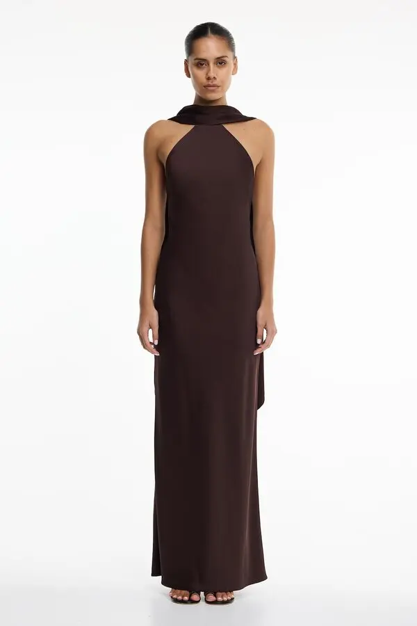 Significant Other Lucile Halter Maxi Dress - Chocolate