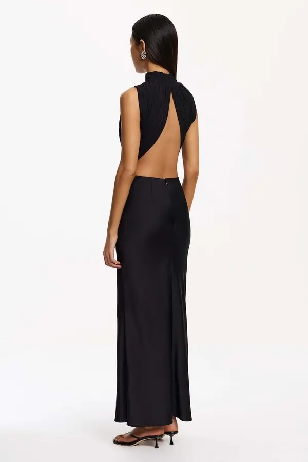 Significant Other Pleated Jersey And Satin Gown - Black