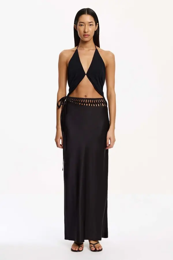 Significant Other Maxi Skirt With Waist Tie Detail - Black