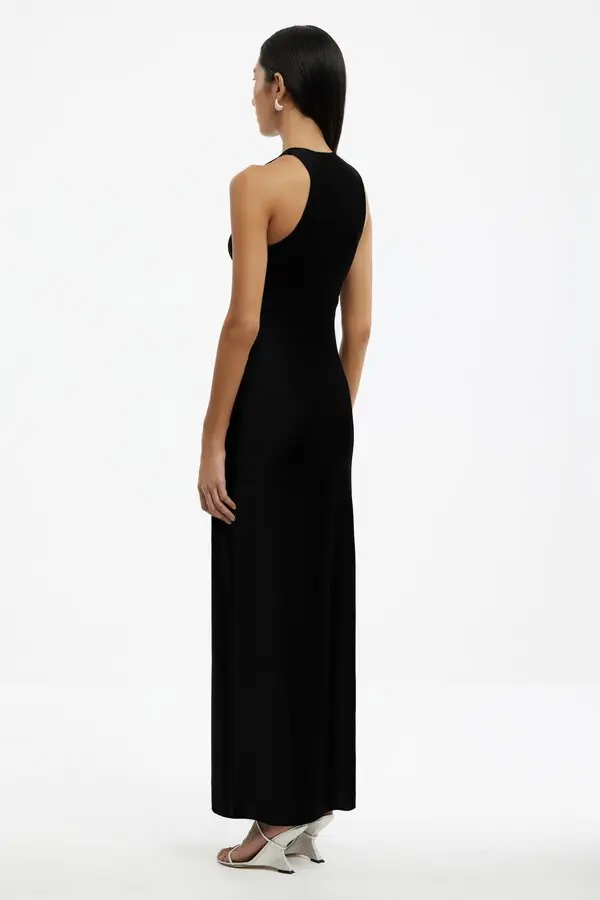 aym maxi dress AYM STUDIOS Blue Double Layer Lace Back Maxi Dress UK S