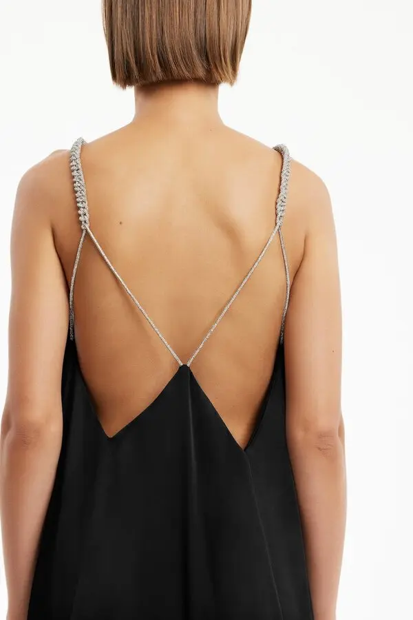 Significant Other Trapeze Maxi Dress With Braided Metallic Straps - Black