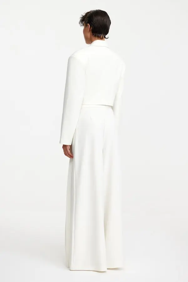 Significant Other Wide-shoulder Cropped Blazer - Chalk