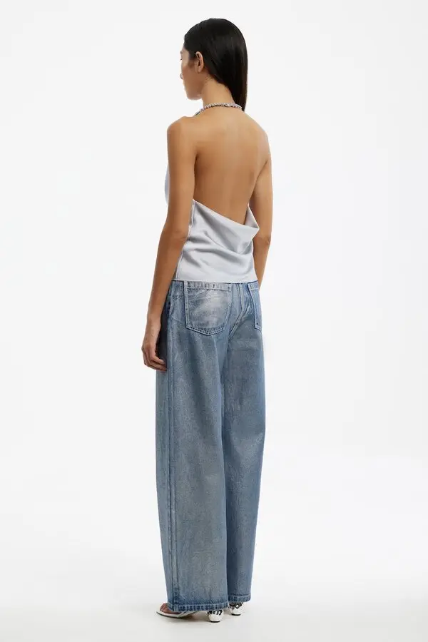 Significant Other Satin Asymmetrical Cowl Neck Top